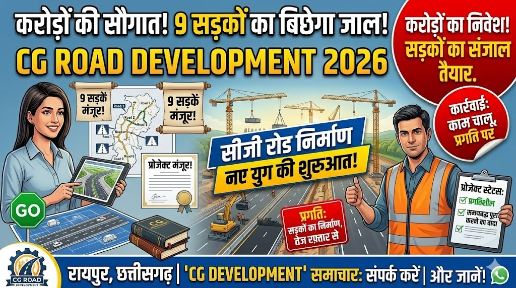 CG Road Development 2026 : करोड़ों की सौगात! 9 सड़कों का बिछेगा जाल
